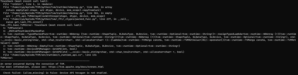 Device Api Hexagon Is Not Enabled Questions Apache Tvm Discuss