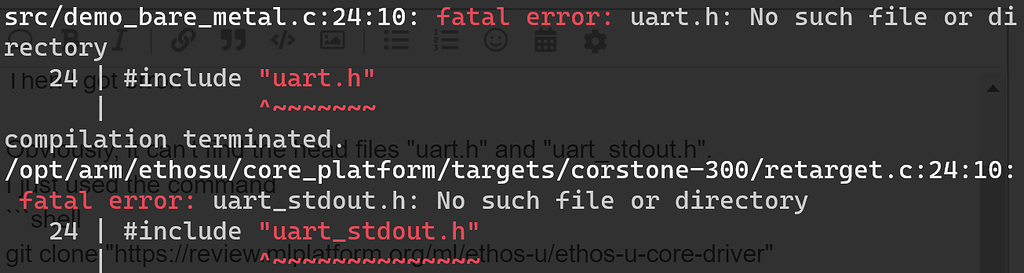 [microtvm] Missing uart.h in ethosu core_platform - Troubleshooting - Apache TVM Discuss