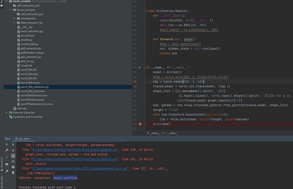 Failed to build the GRU model from relay. stack overflow occured - Troubleshooting - Apache TVM ...